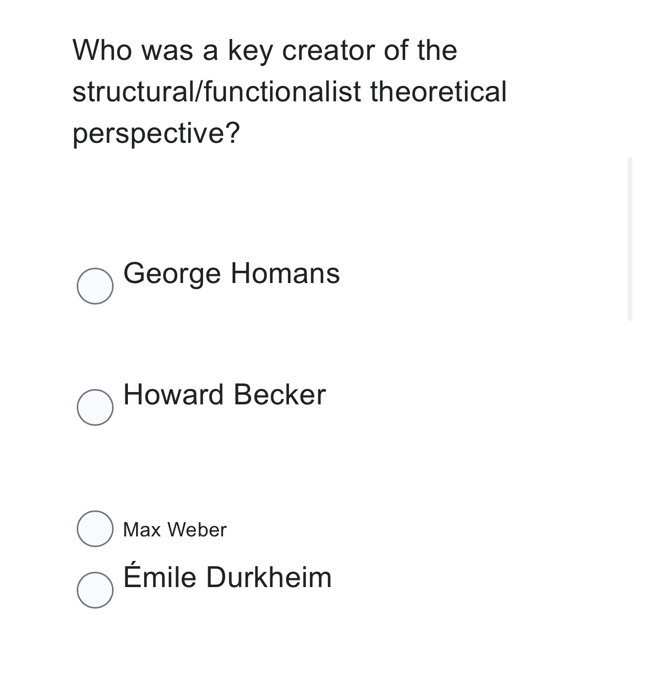 Solved Who was a key creator of the structural/functionalist | Chegg.com