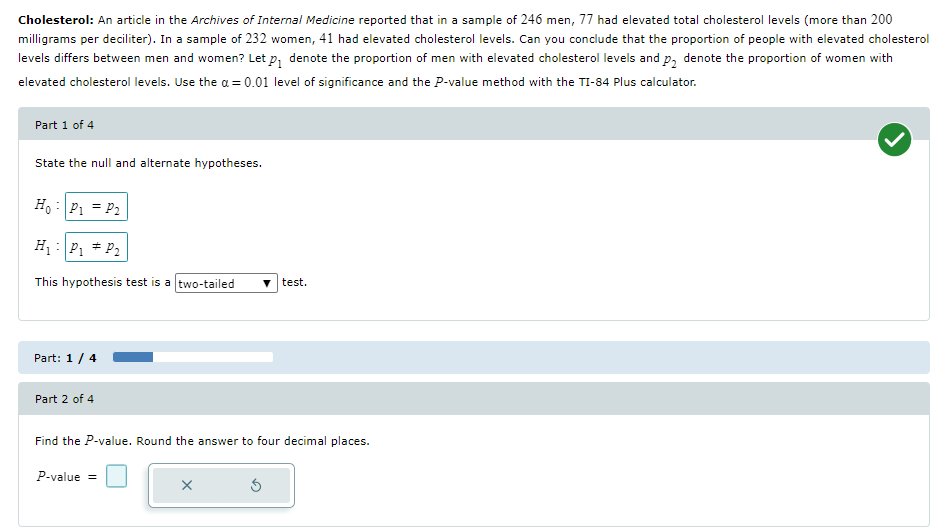 Solved Cholesterol: An article in the Archives of Internal | Chegg.com