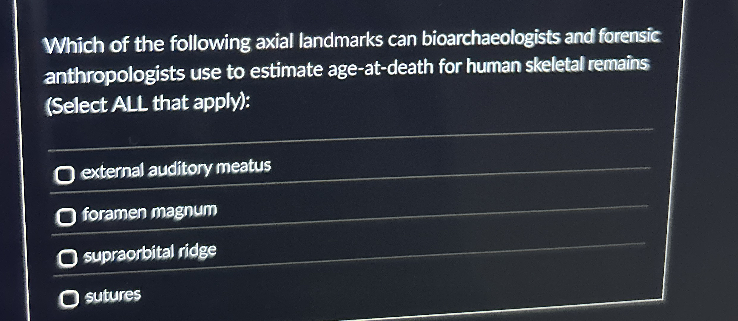 Solved Which of the following axial landmarks can | Chegg.com