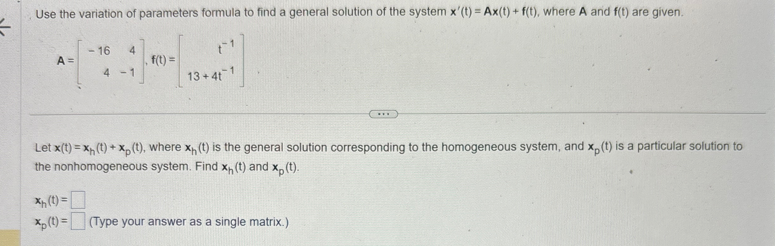 Solved Use the variation of parameters formula to find a | Chegg.com