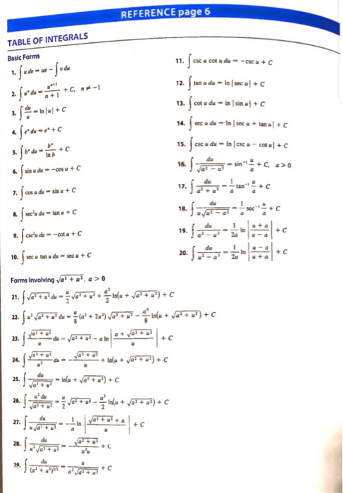 Solved 6. Use the integral tables starting on Reference page | Chegg.com