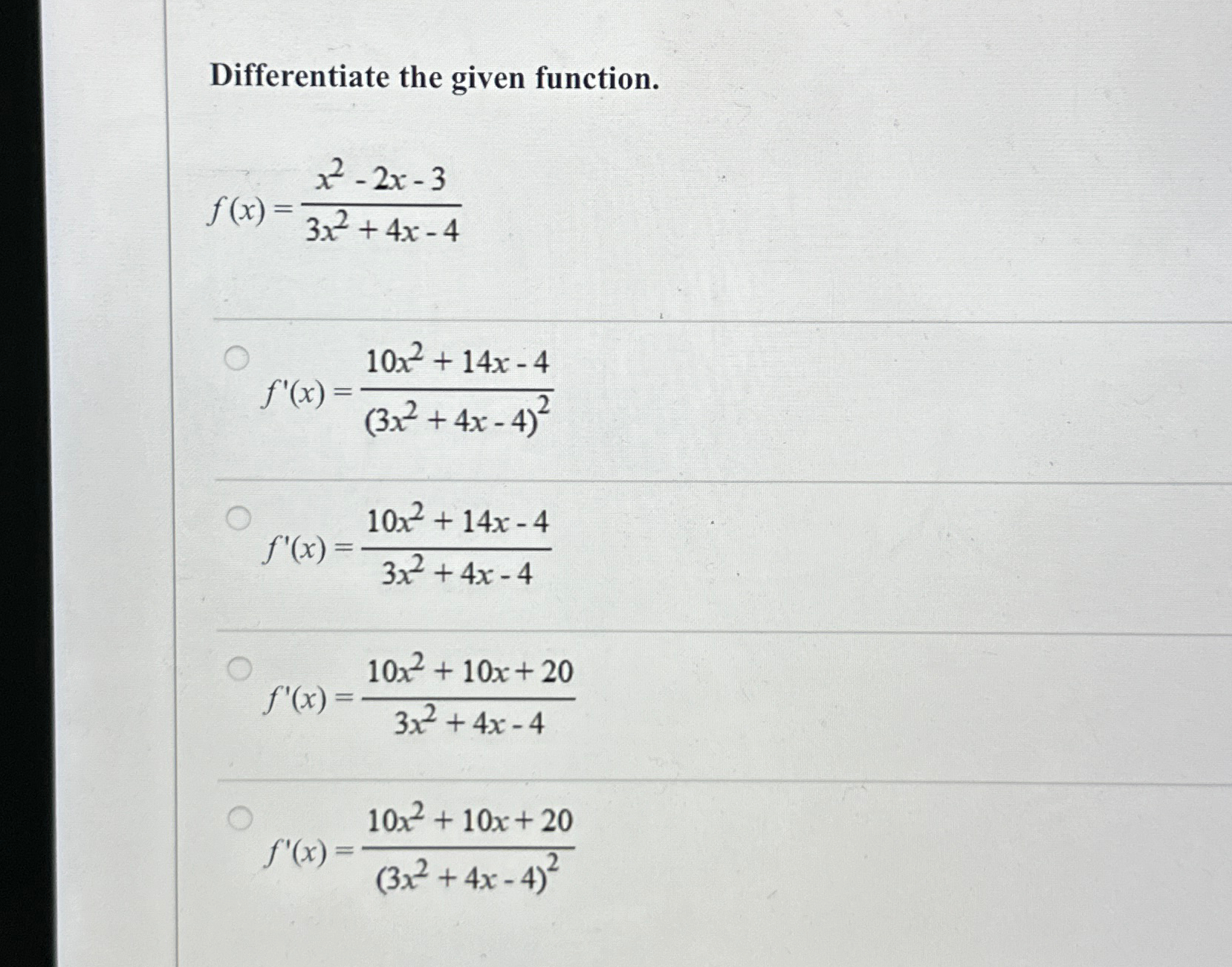 Solved Differentiate the given | Chegg.com