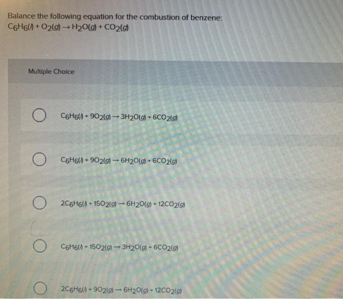 Solved Balance the following equation for the combustion of | Chegg.com
