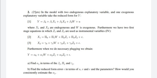 Solved econometrics: models with endogenous explanatory | Chegg.com
