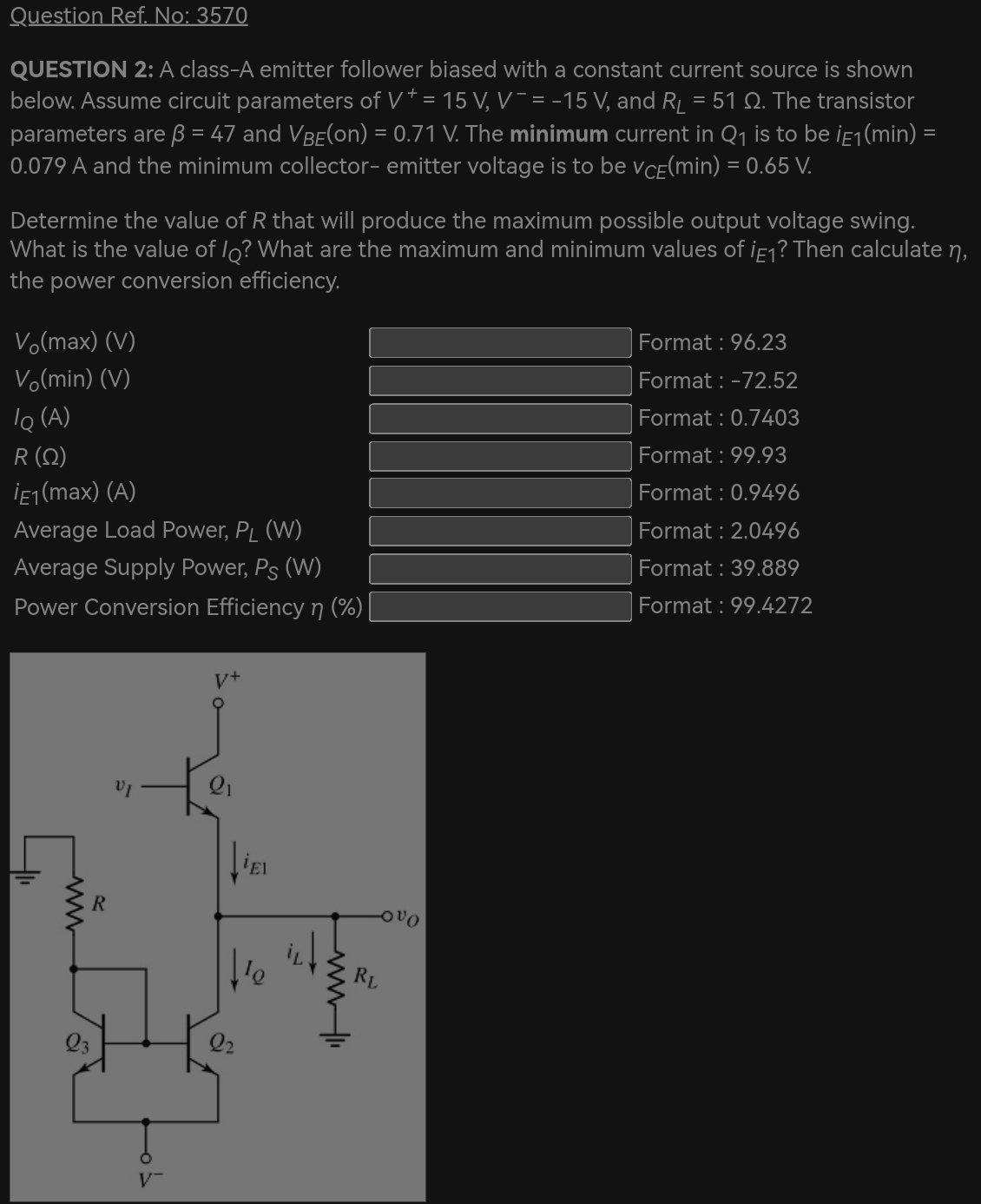 Solved Question Ref. No: 3570QUESTION 2: A class-A emitter | Chegg.com