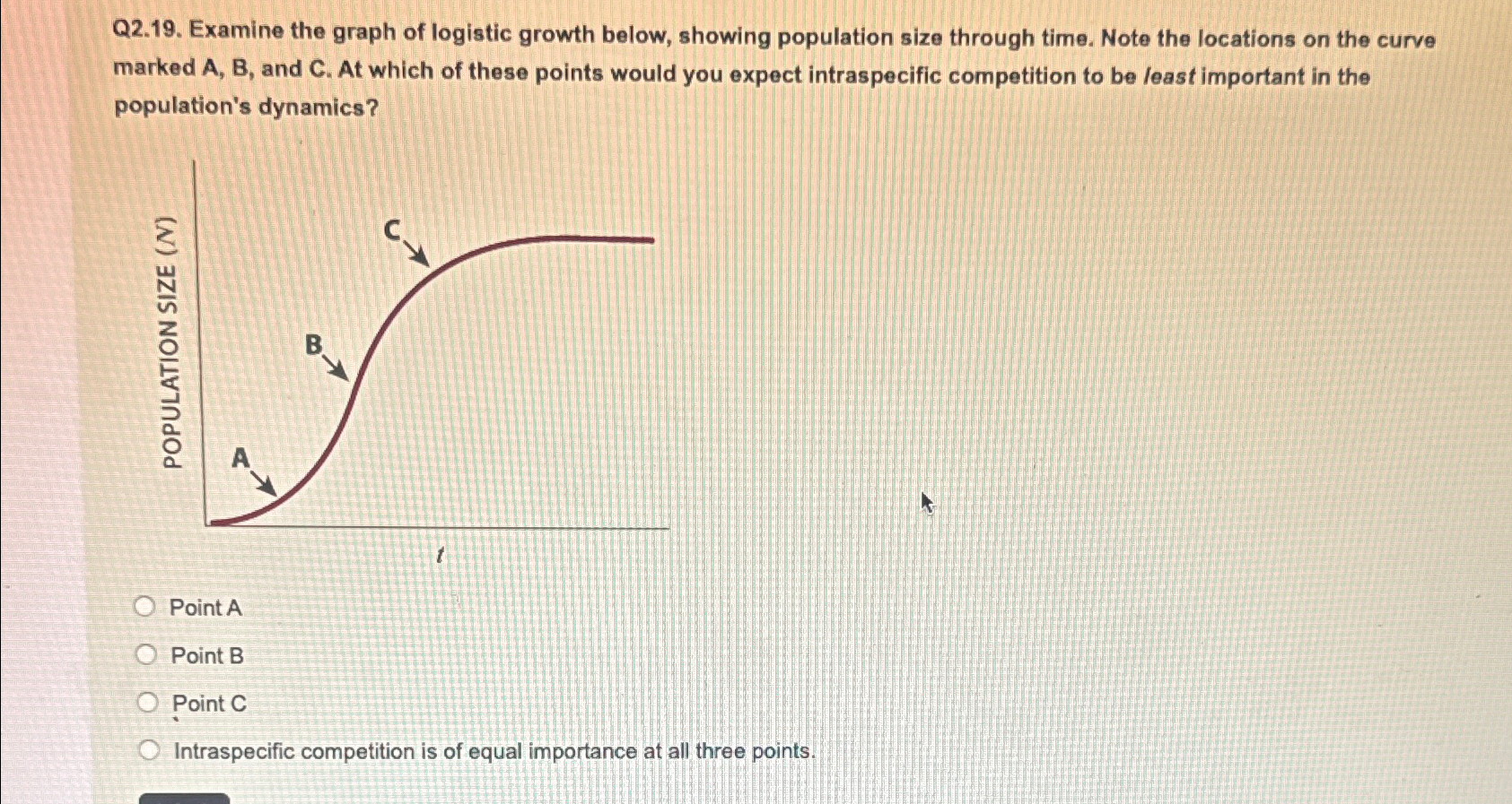 Solved Q2.19. ﻿Examine the graph of logistic growth below, | Chegg.com