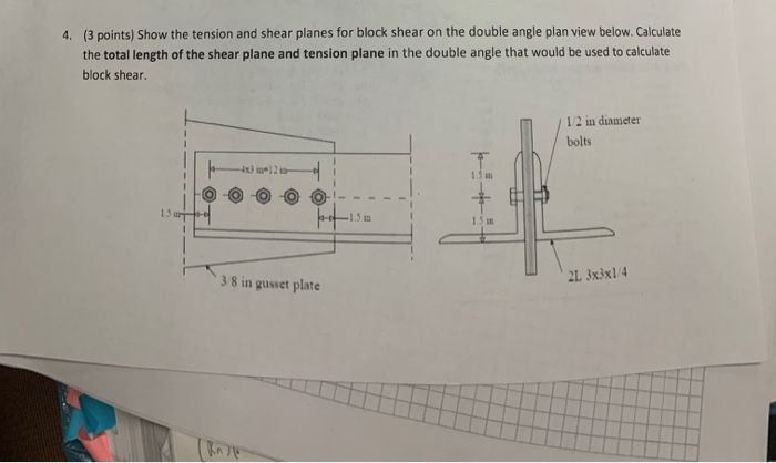 Solved 4. (3 points) Show the tension and shear planes for | Chegg.com