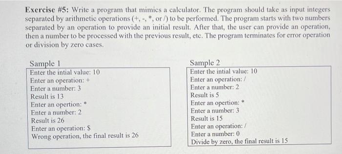 Solved Exercise 5 Write A Program That Mimics A