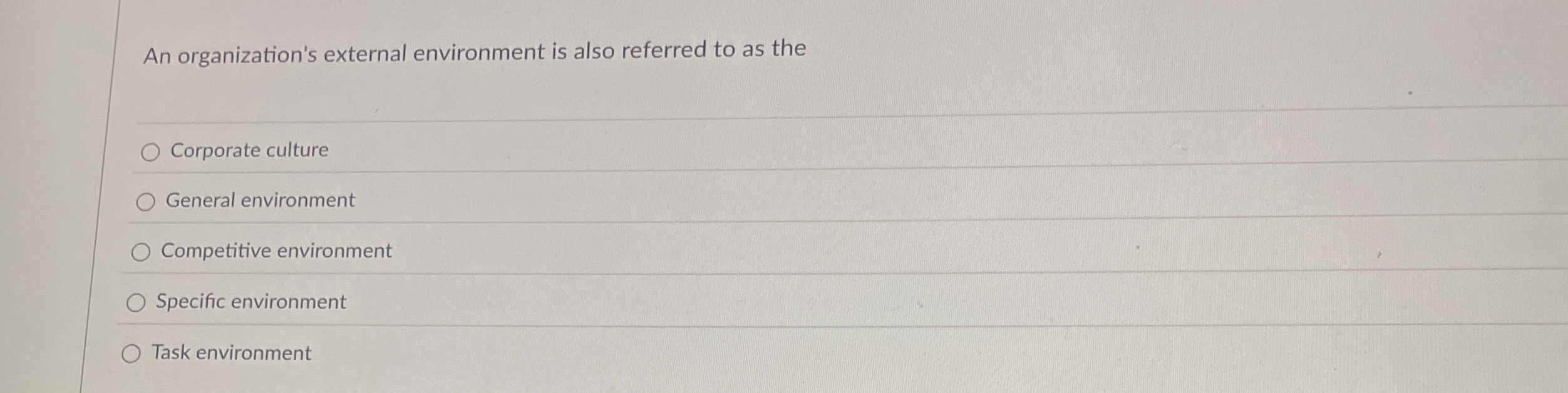 Solved An organization's external environment is also | Chegg.com