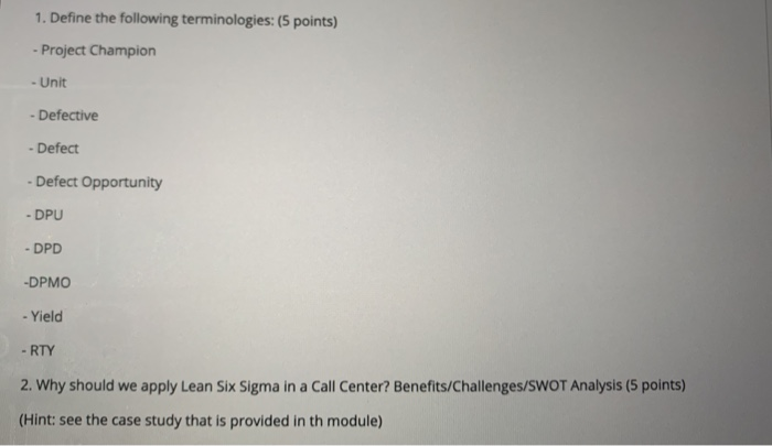 Solved 1. Define the following terminologies: (5 points) - | Chegg.com
