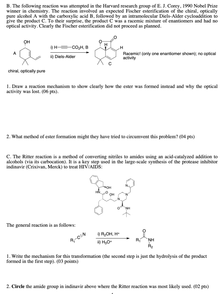 Solved B. ﻿The following reaction was attempted in the | Chegg.com