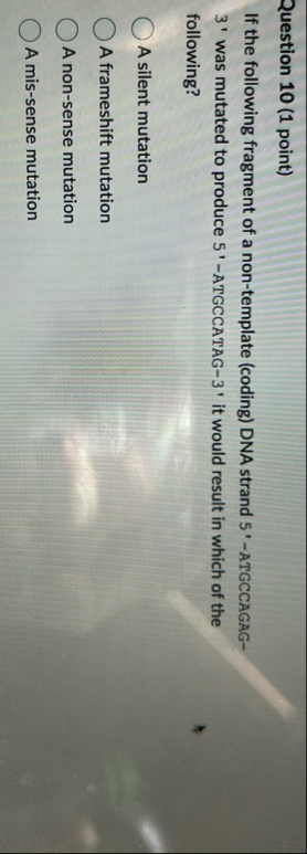 Solved Question 10 (1 ﻿point)If the following fragment of a | Chegg.com