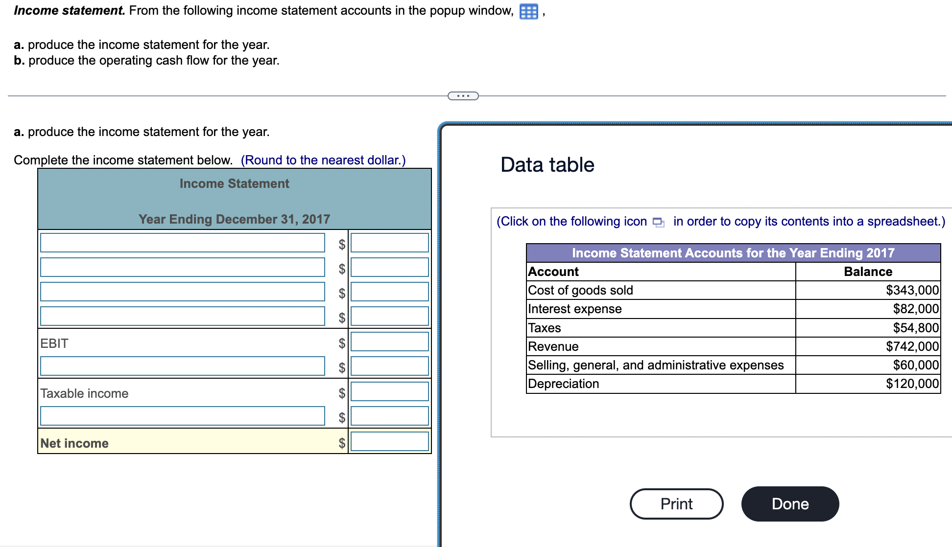 Solved Income statement. From the following income statement | Chegg.com