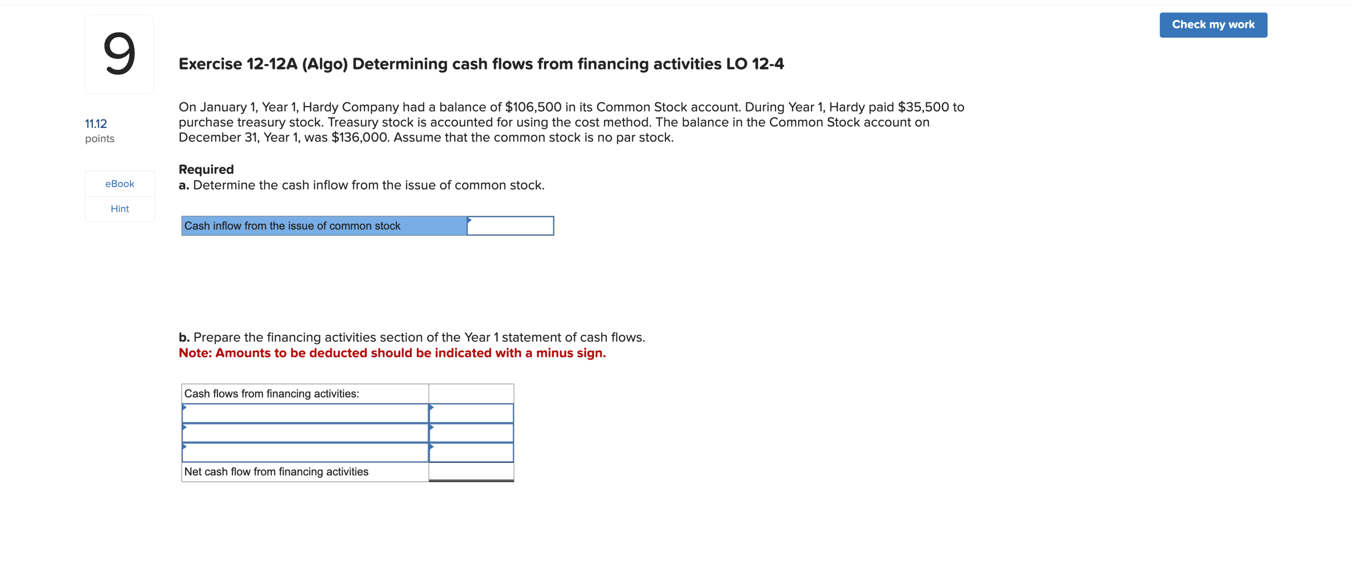 Solved Exercise 12-12A (Algo) ﻿Determining cash flows from | Chegg.com