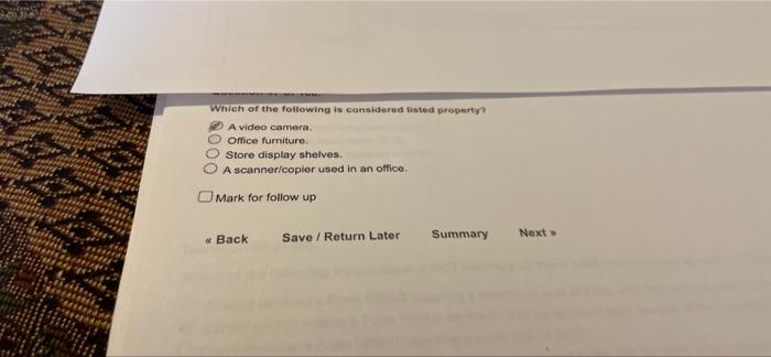 Solved Which of the following is considered listed property? | Chegg.com