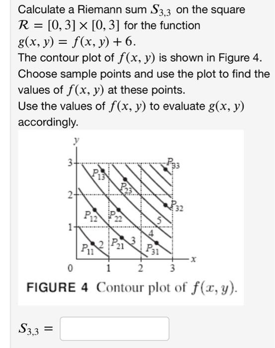 Solved = = Calculate a Riemann sum S3,3 on the square R = | Chegg.com