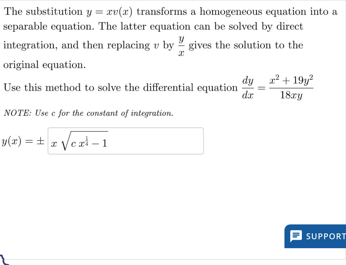 Solved The substitution y=xv(x) ﻿transforms a homogeneous | Chegg.com
