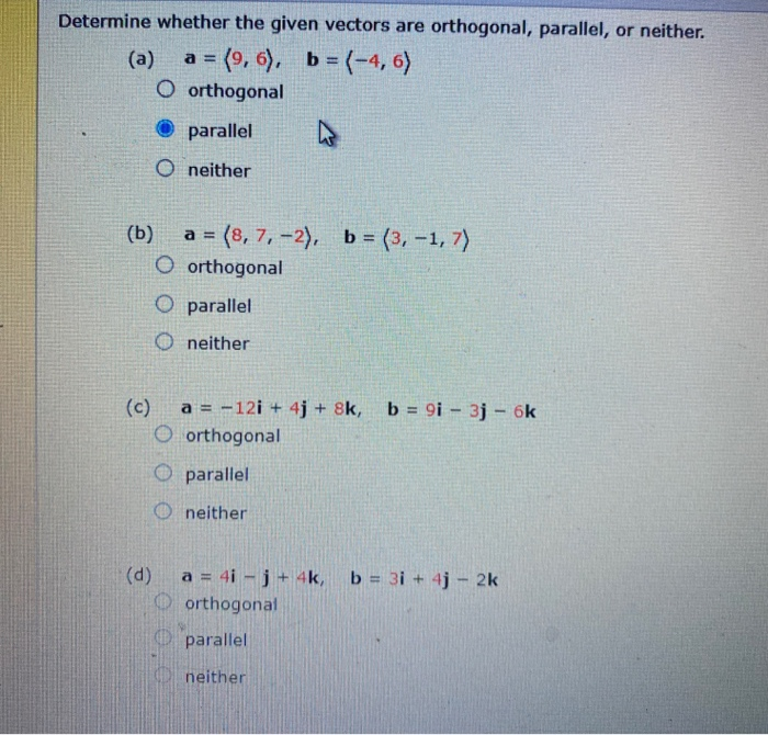 Solved Determine Whether The Given Vectors Are Orthogonal