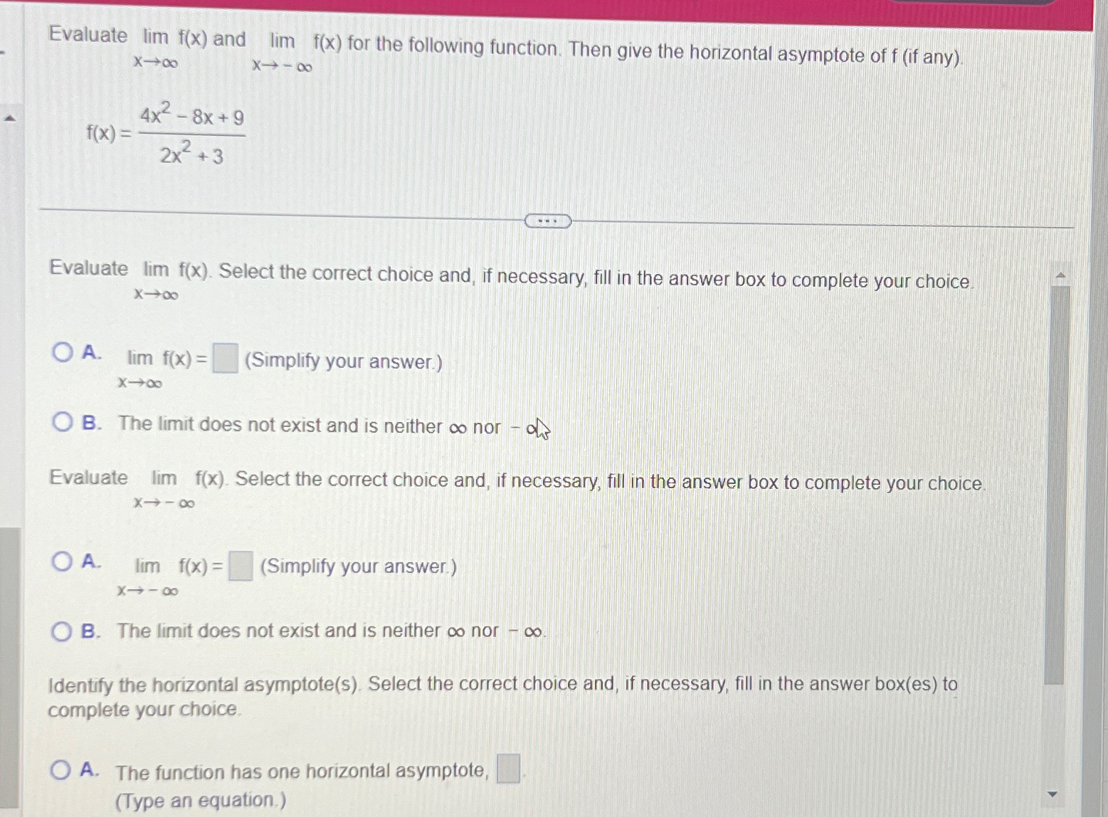 Solved Evaluate lim?f(x) ﻿and lim?f(x) ﻿for the following | Chegg.com