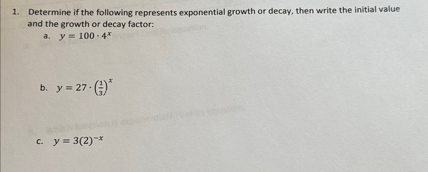 Solved Determine if the following represents exponential | Chegg.com
