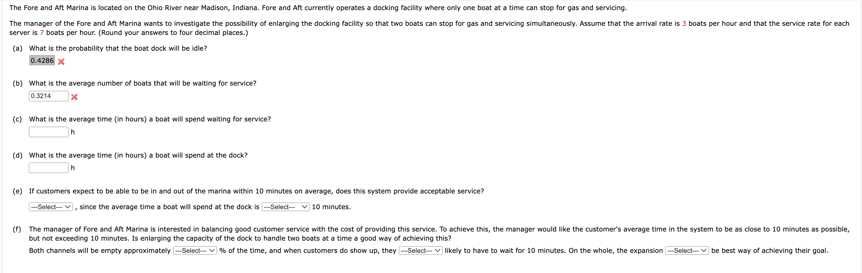 Solved NEED HELP ASAP!!! The Fore and Aft Marina is located | Chegg.com