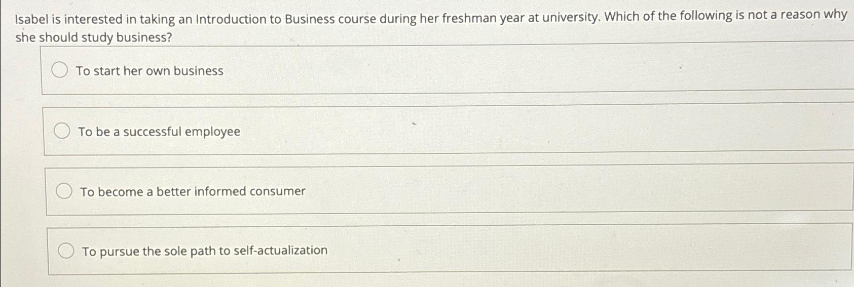 Solved Isabel is interested in taking an Introduction to | Chegg.com