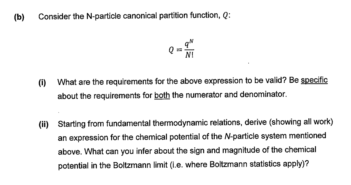 Solved (b) ﻿Consider the N-particle canonical partition | Chegg.com