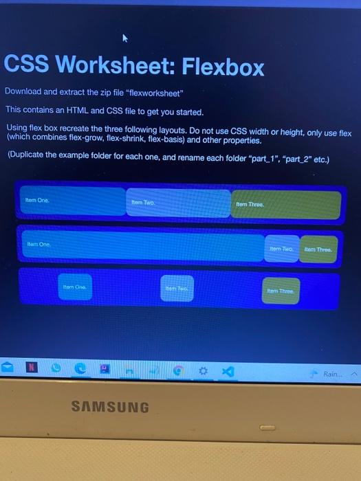 Solved CSS Worksheet: Flexbox Download and extract the zip | Chegg.com