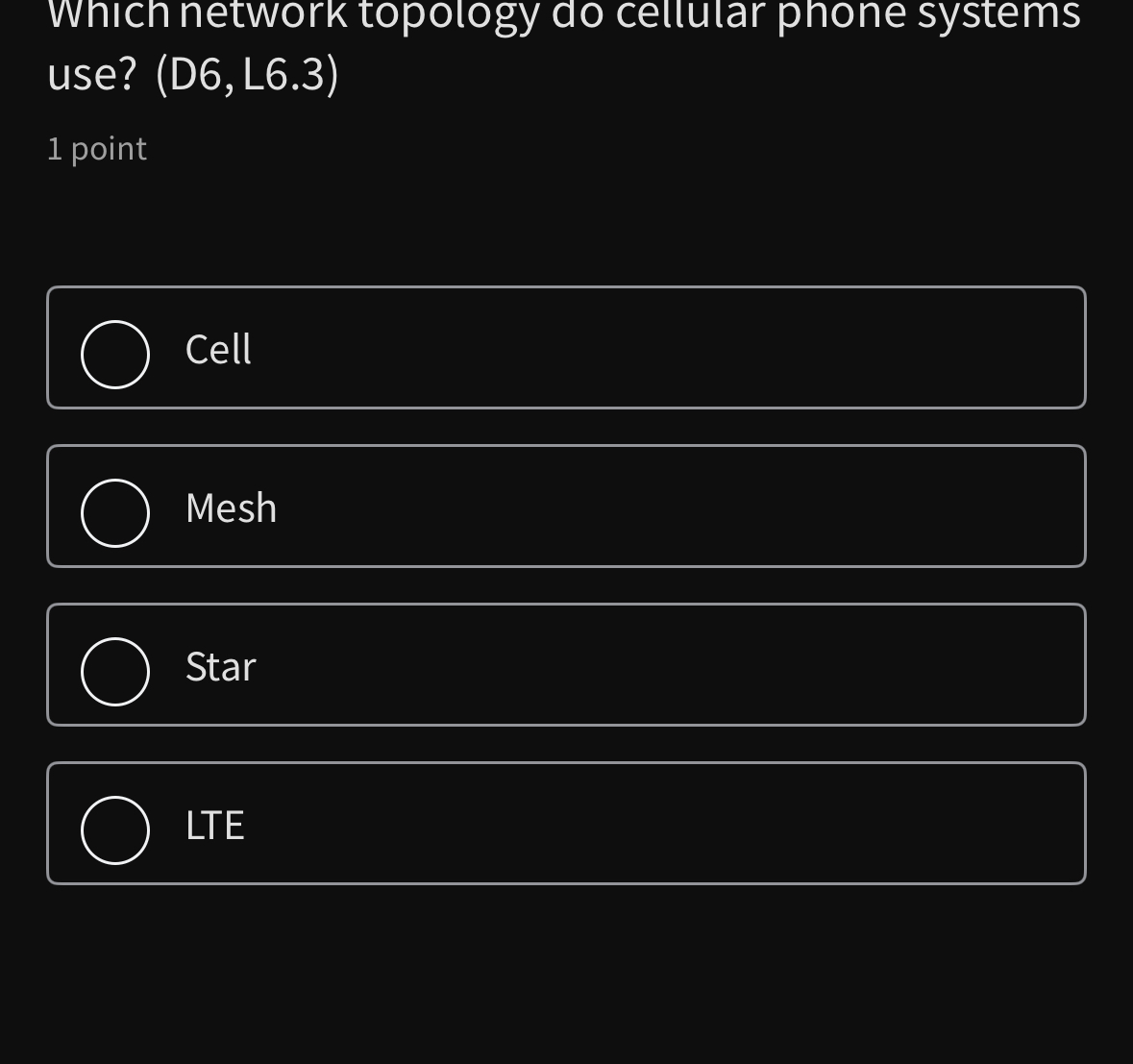 Solved Which network topology do cellular phone systems use? | Chegg.com