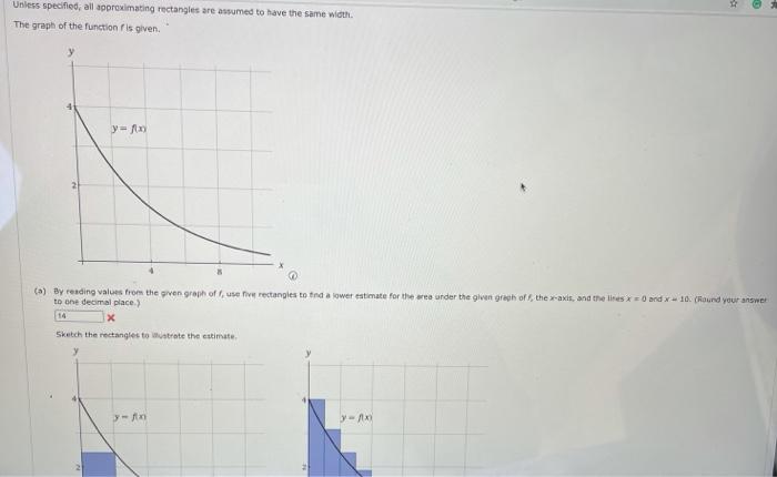 Solved Unless specified, all approximating rectangles are | Chegg.com