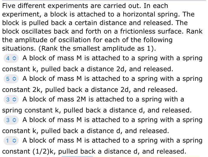 Solved Five different experiments are carried out. In each | Chegg.com