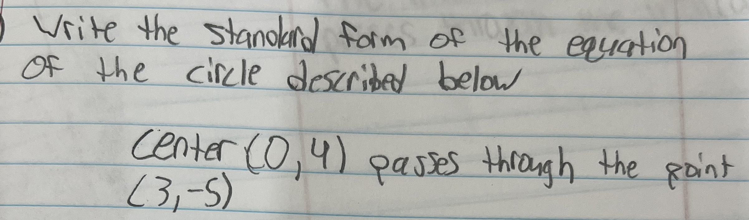 Solved Write the standard form of the equation of the circle | Chegg.com