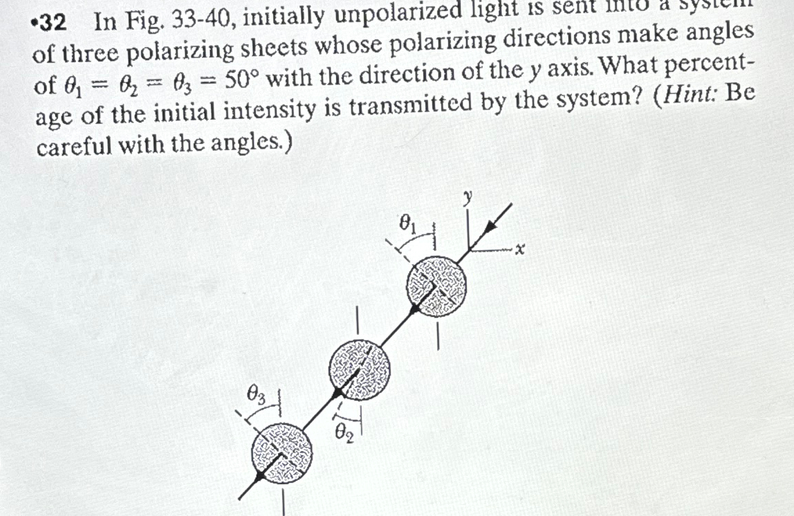 Solved of three polarizing sheets whose polarizing | Chegg.com