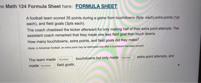 Solved A football team scored 35 points during a game from | Chegg.com