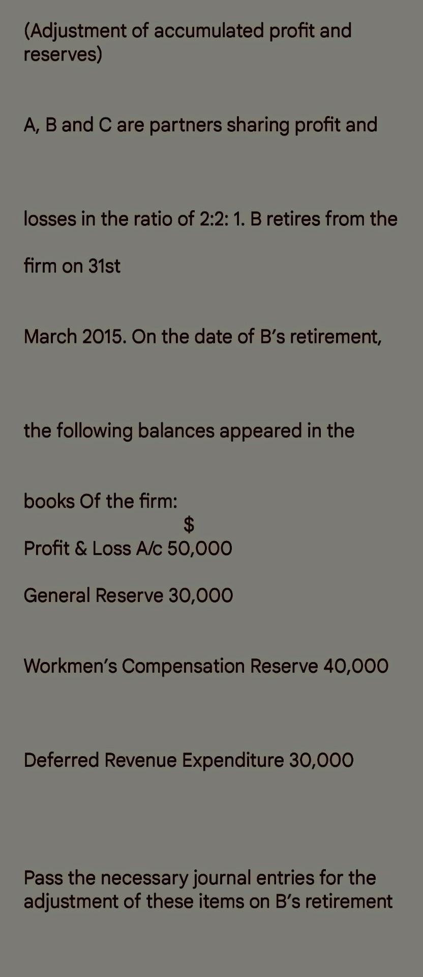 Solved (Adjustment of accumulated profit and reserves) A, B | Chegg.com