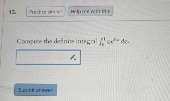 Solved Compute the definite integral \\( \\int_{0}^{1} x | Chegg.com