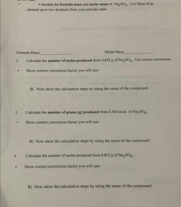 Solved Calculate the formula mass and molar mass of Na2SO4. | Chegg.com