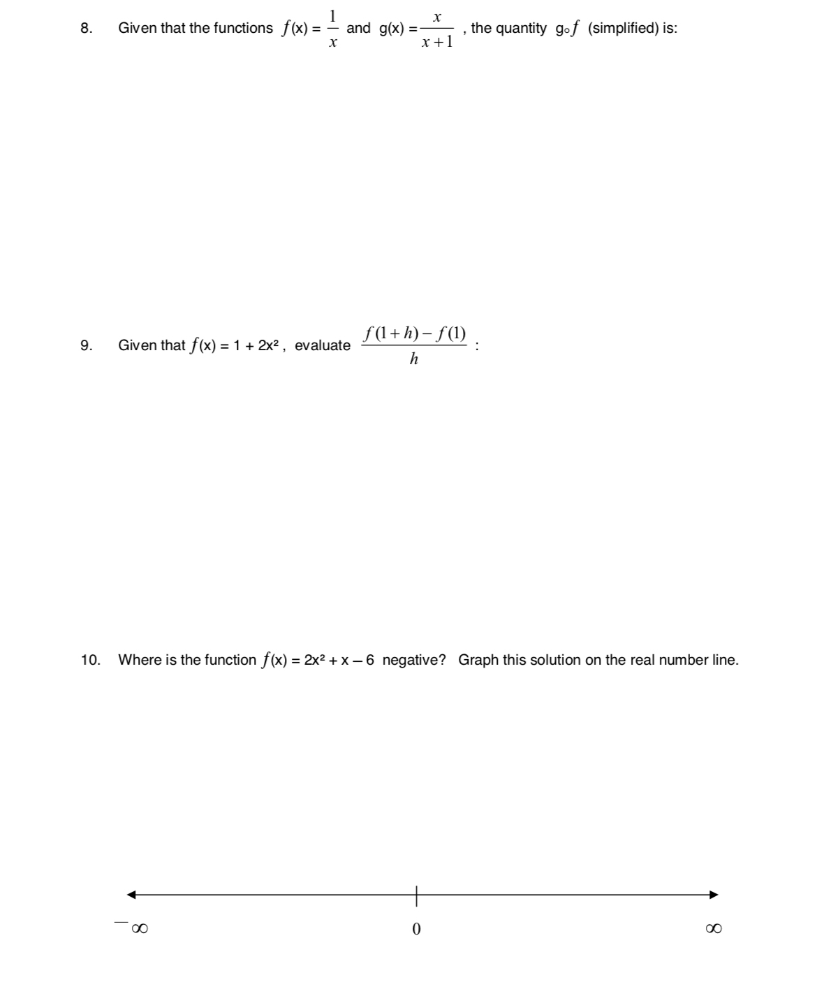 Solved Given that the functions f(x)=1x ﻿and g(x)=xx+1, ﻿the | Chegg.com