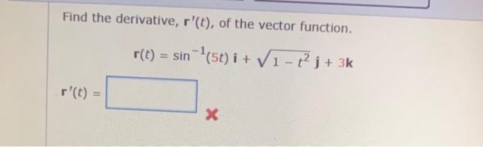 Solved Find the derivative, r′(t), of the vector function. | Chegg.com