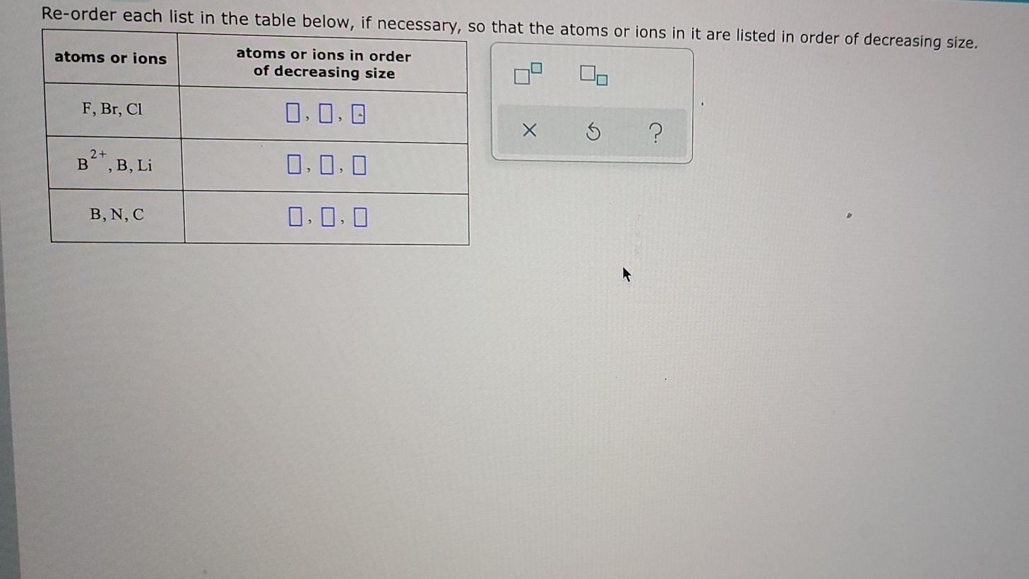 Solved Re-order each list in the table below, if necessary, | Chegg.com