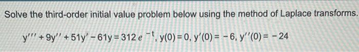 Solved Solve the third-order initial value problem below | Chegg.com