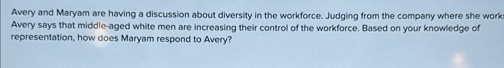 Solved Avery and Maryam are having a discussion about | Chegg.com