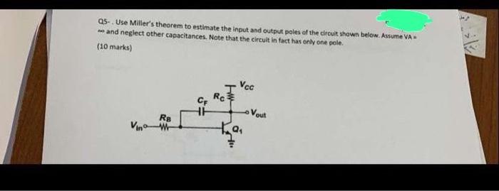 Solved Q5-. Use Miller's theorem to estimate the input and | Chegg.com