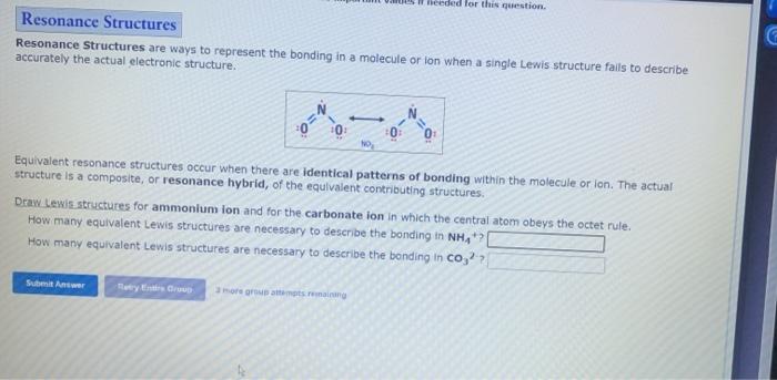 Solved Resonance Structures are ways to represent the | Chegg.com
