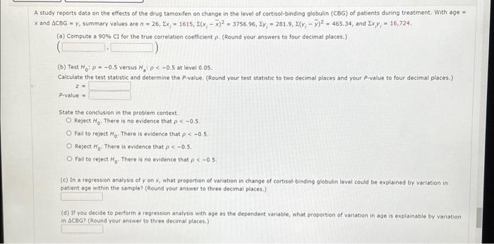 Solved udy reports data on the effects of the drug tamoxifen | Chegg.com