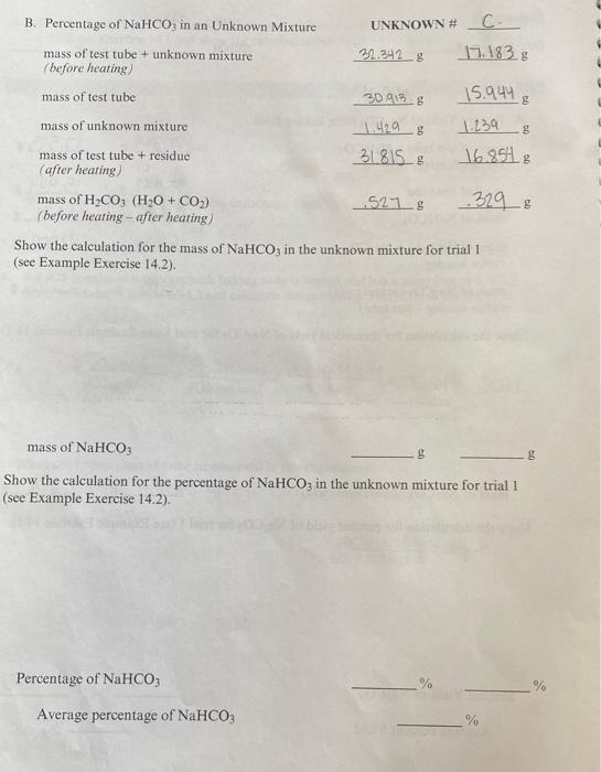 Solved Show the calculation for the mass of NaHCO3 in the | Chegg.com
