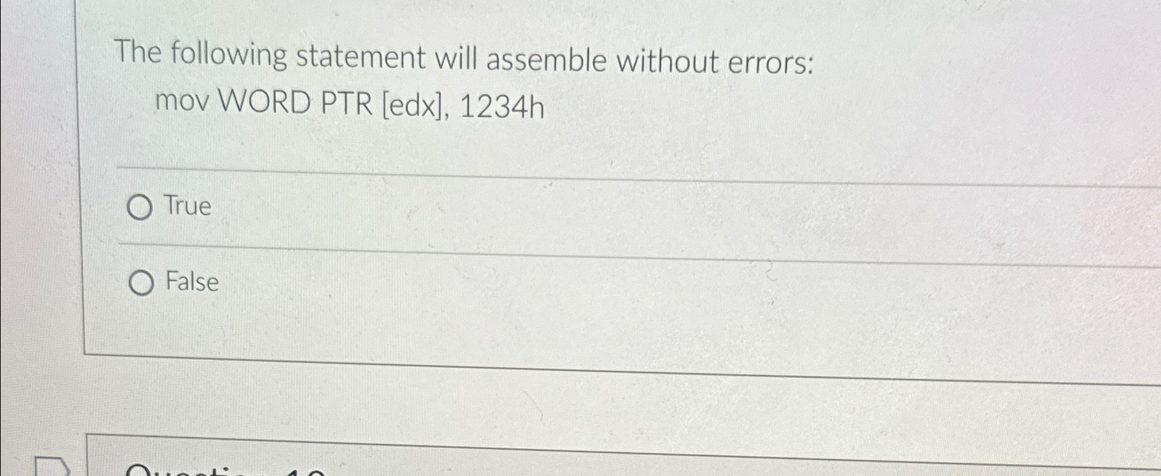 Solved The following statement will assemble without | Chegg.com