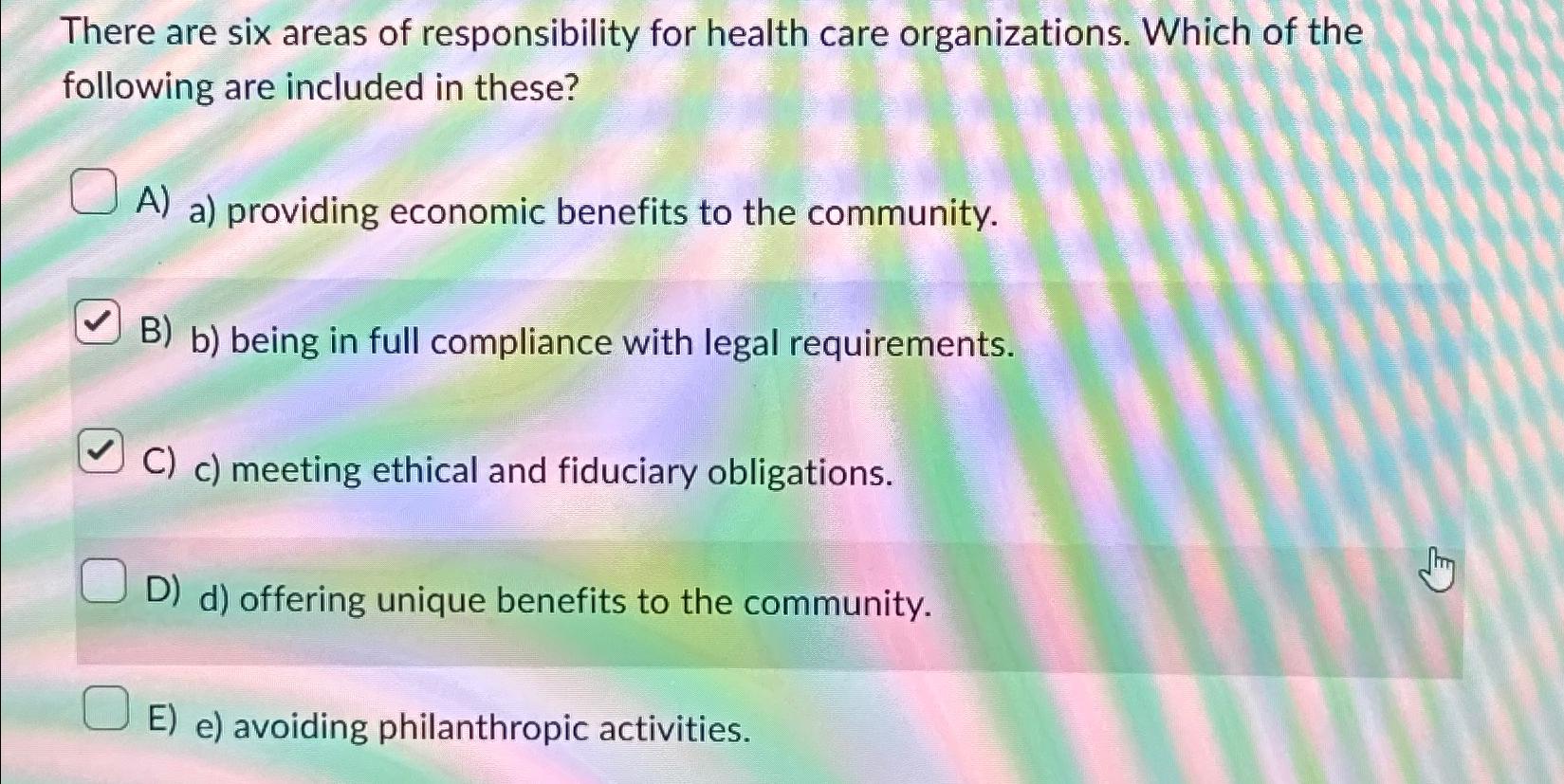 Solved There are six areas of responsibility for health care | Chegg.com