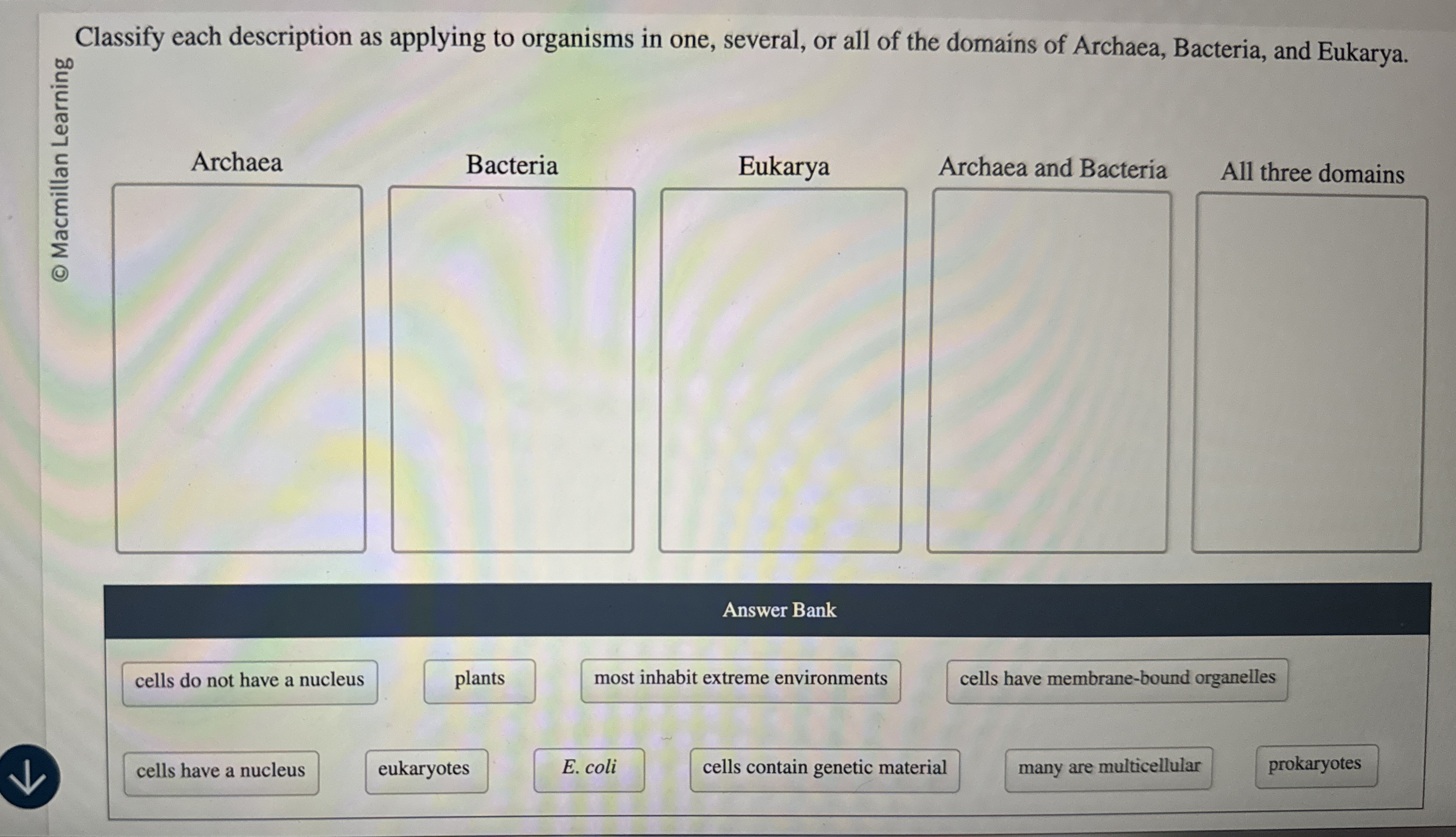 Solved Classify each description as applying to organisms in | Chegg.com