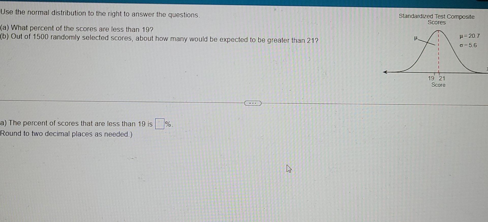 Solved Use the normal distribution to the right to answer | Chegg.com